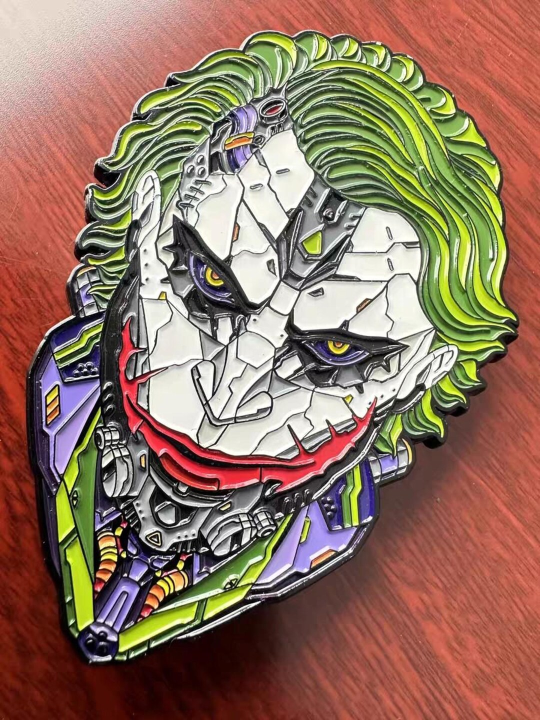 Cyborg Joker Enamel Pin | Villain Collectible Pin | Mecha Clown Robot ...