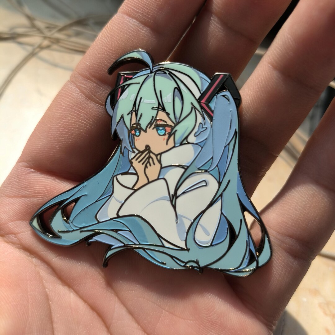 Cute Crying Anime Girl Metal Enamel Pin – Blue Twin-tail Character ...