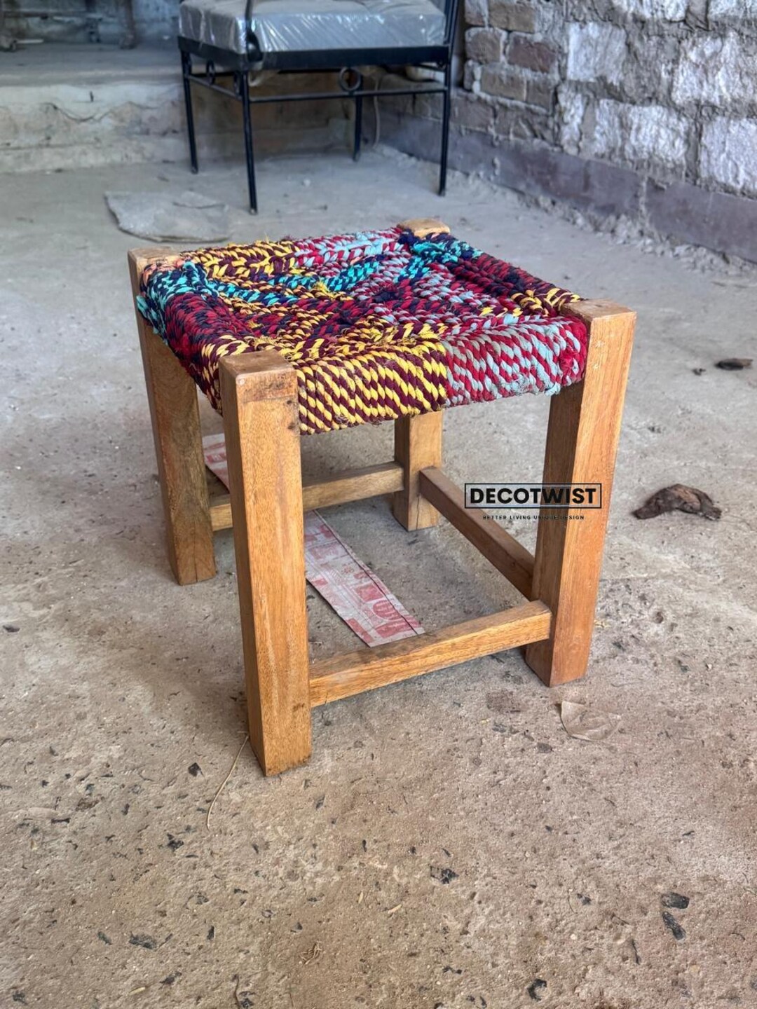 Handcrafted Wooden Woven Bajot Stool – Traditional Charpai Design - Etsy