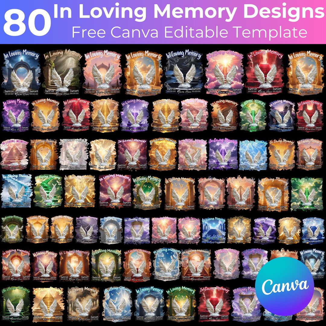 80 in Loving Memory Design Canva Editable T Shirt, Memorial Designs ...