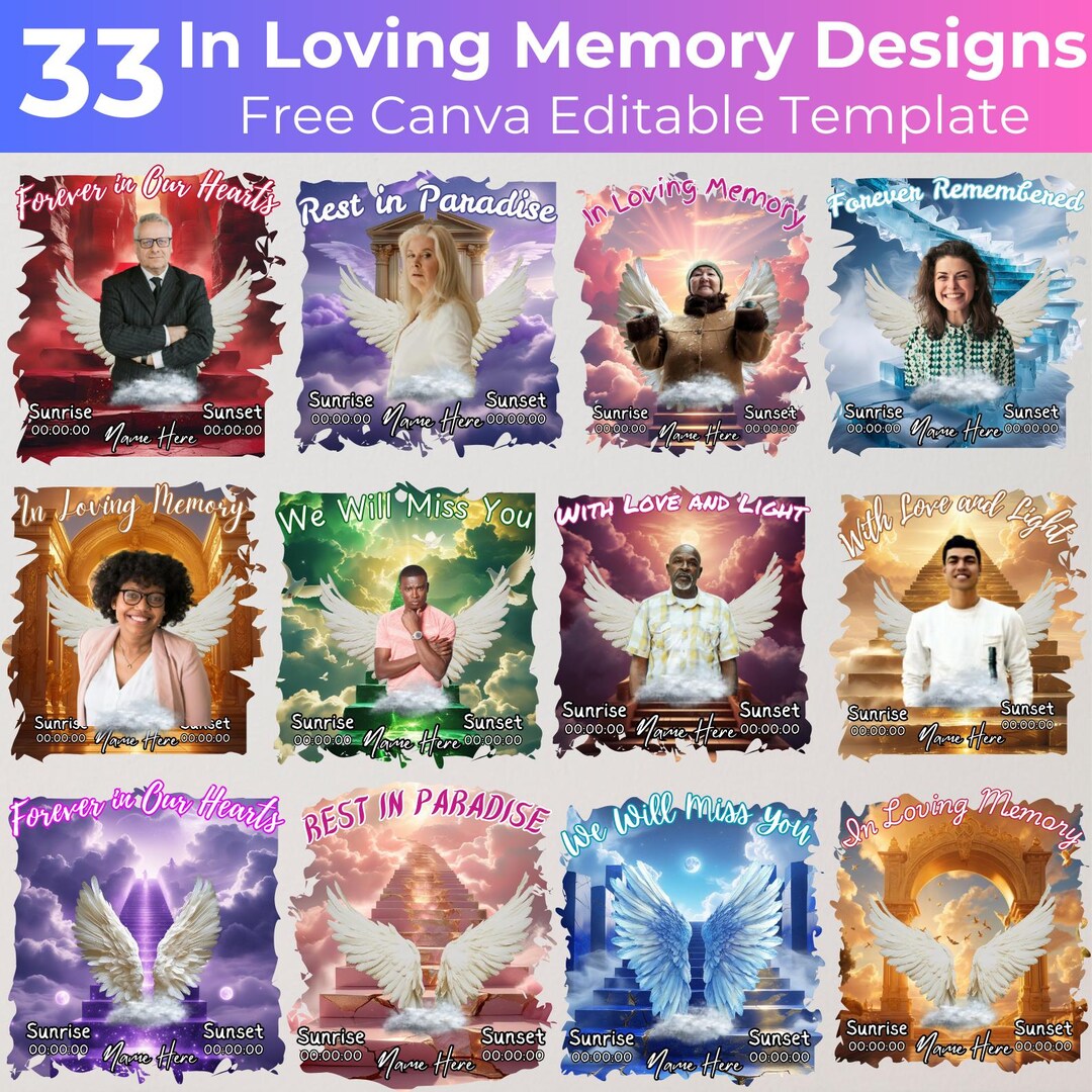 33 in Loving Memory Design Canva Editable Bundle, in Loving Memory T ...