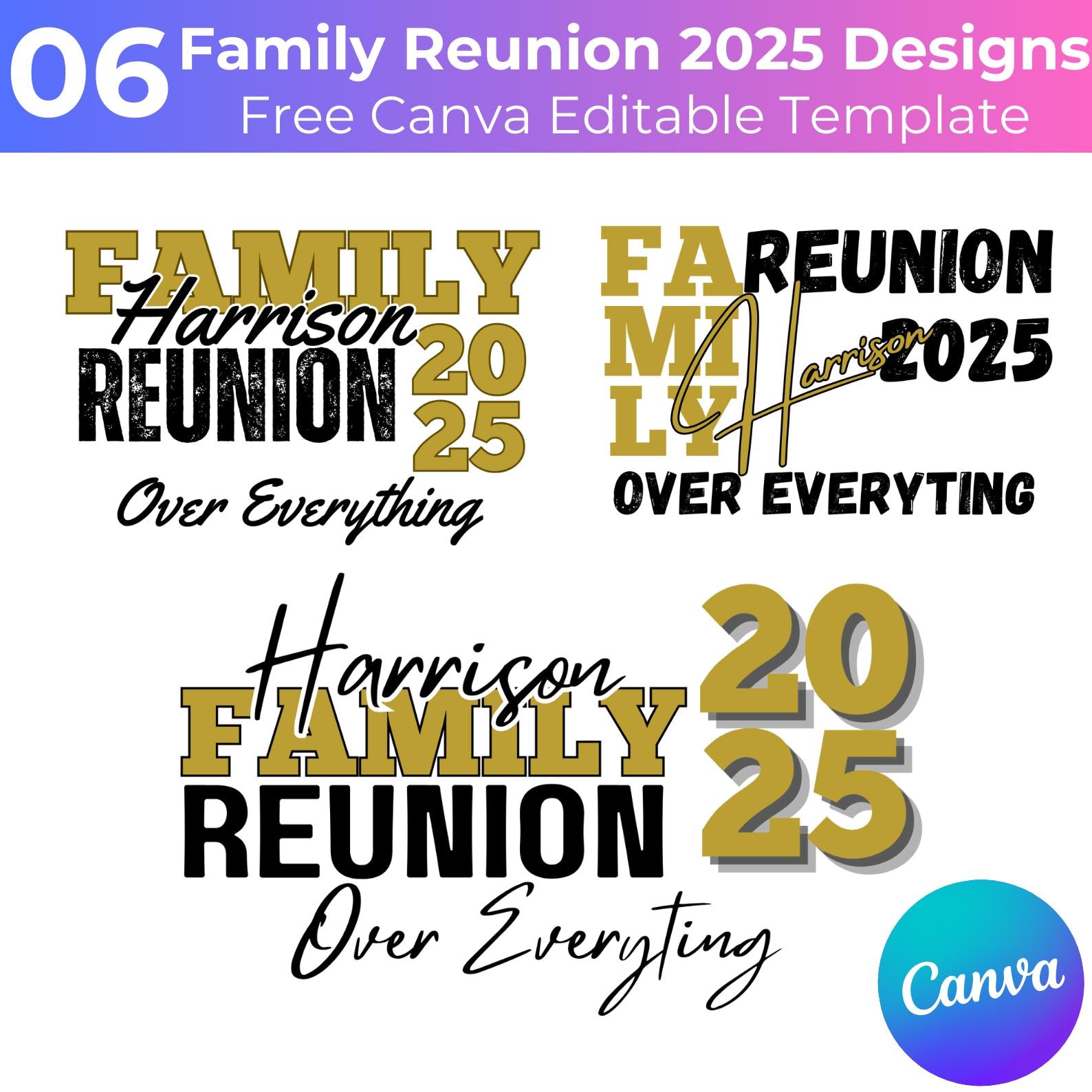 06 Family Reunion Template, Canva Editable Family Reunion Shirt Designs ...