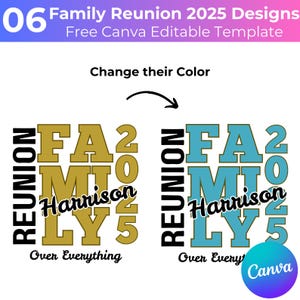 06 Family Reunion Template, Canva Editable Family Reunion Shirt Designs ...