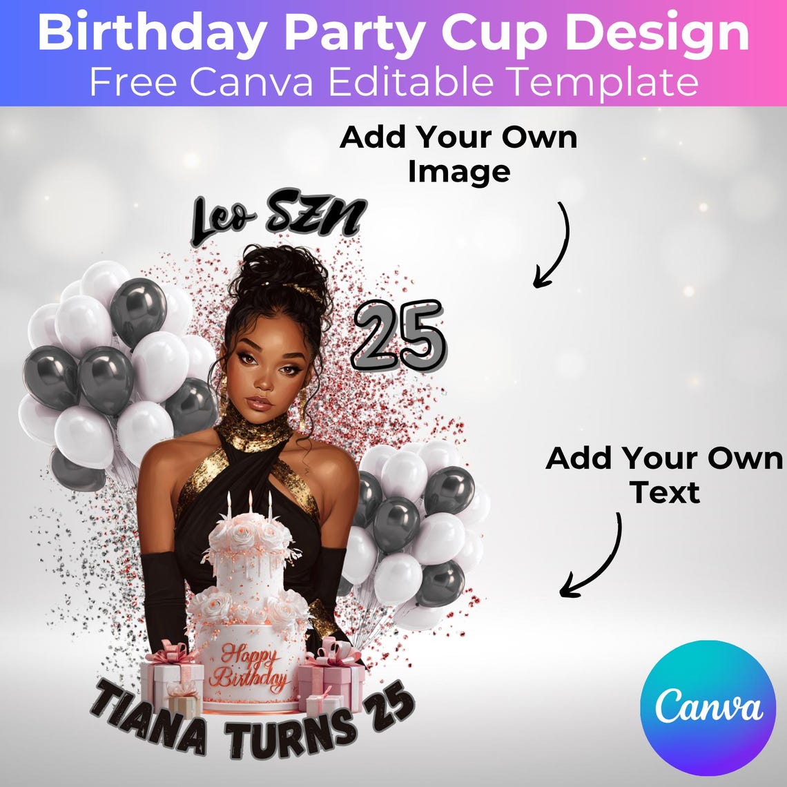 Birthday Editable Party Cup Template, Customizable Styrofoam Cup Canva ...