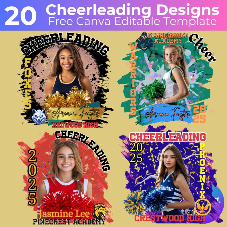 20 Cheerleading Canva Editable Template, Senior Sports Poster, Cheer ...