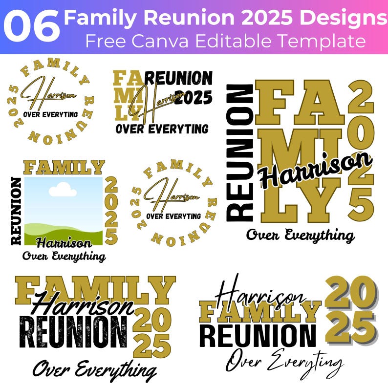 06 Family Reunion Template, Canva Editable Family Reunion Shirt Designs ...