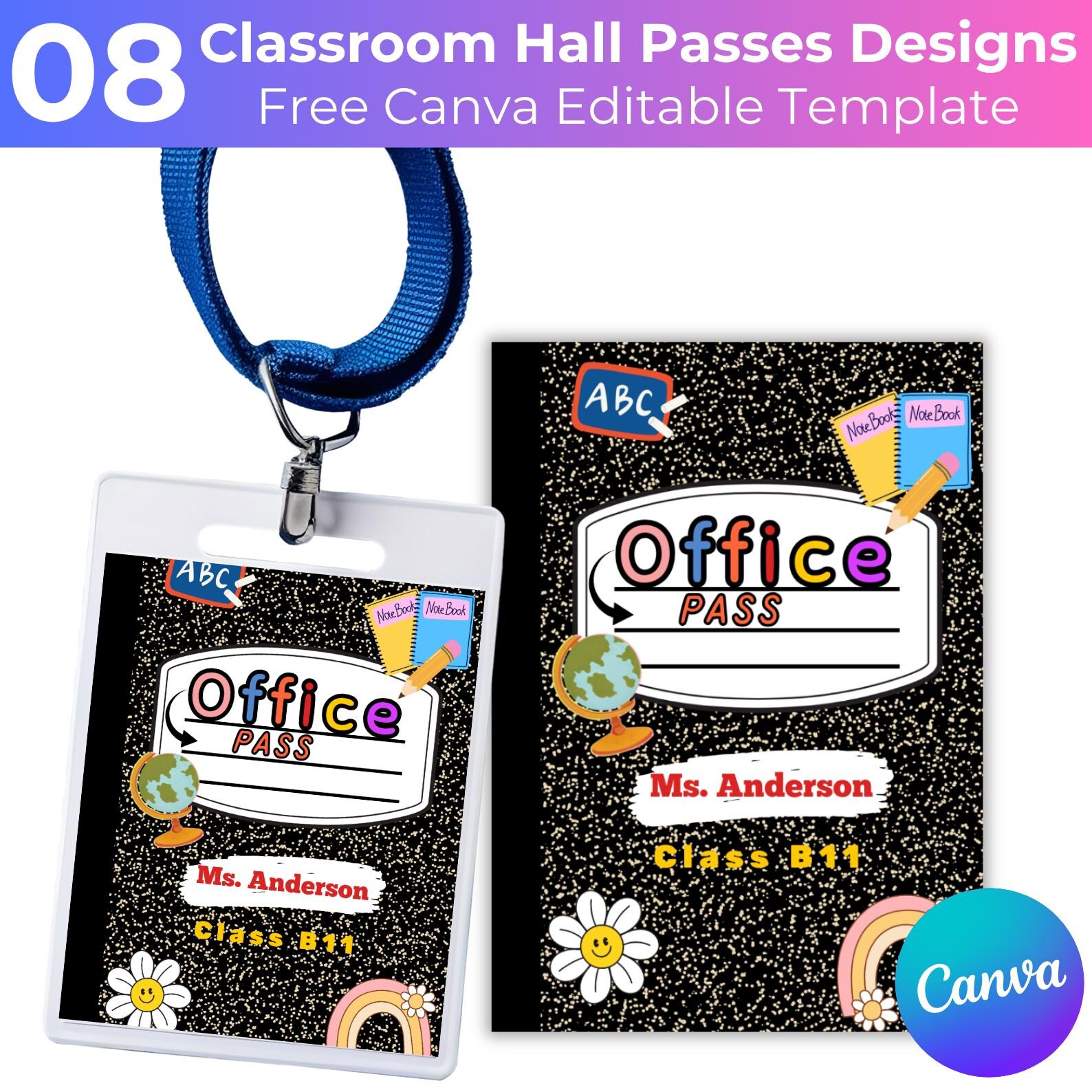 Classroom Hall Passes Canva Template, Bathroom Pass, Nurse Pass ...