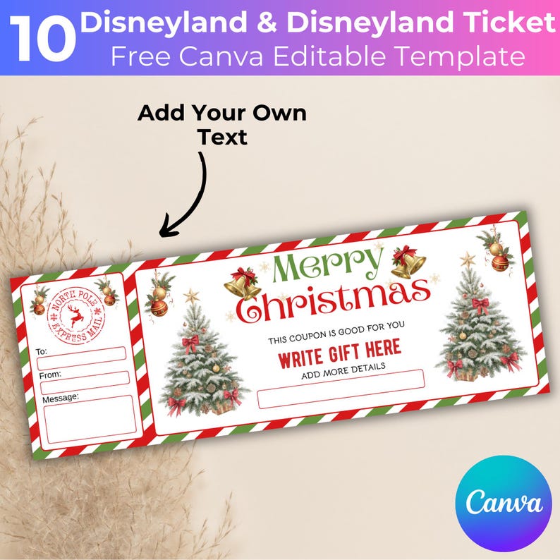 Christmas Ticket Template, Christmas Coupon Template, Canva Editable ...