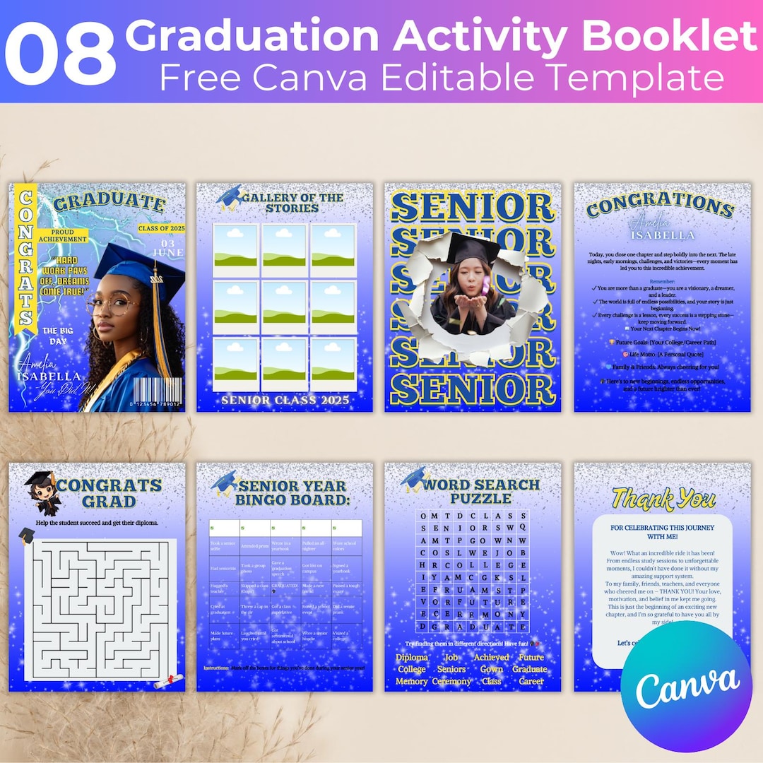 Graduation Activity Booklet Canva Editable Template, 2025 Senior GRAD ...