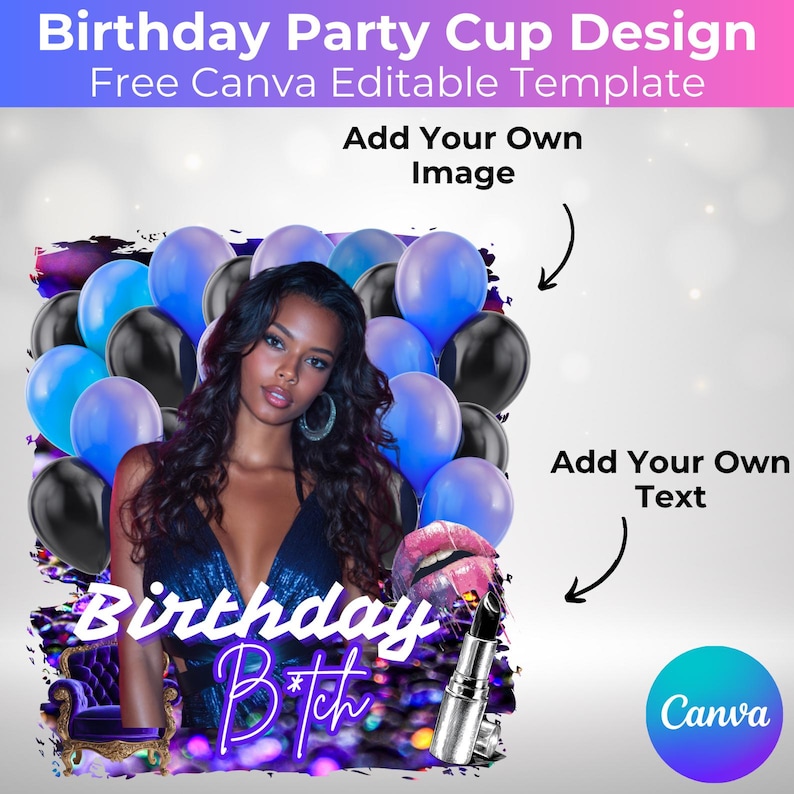 Styrofoam Cup Sticker Template, Birthday Editable Party Cup Template ...