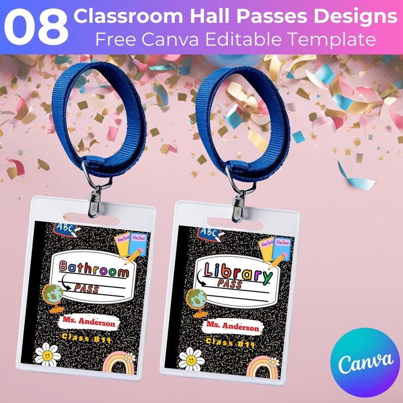 Classroom Hall Passes Canva Template, Bathroom Pass, Nurse Pass ...