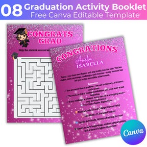 Graduation Activity Booklet Canva Editable Template, 2025 Senior GRAD ...