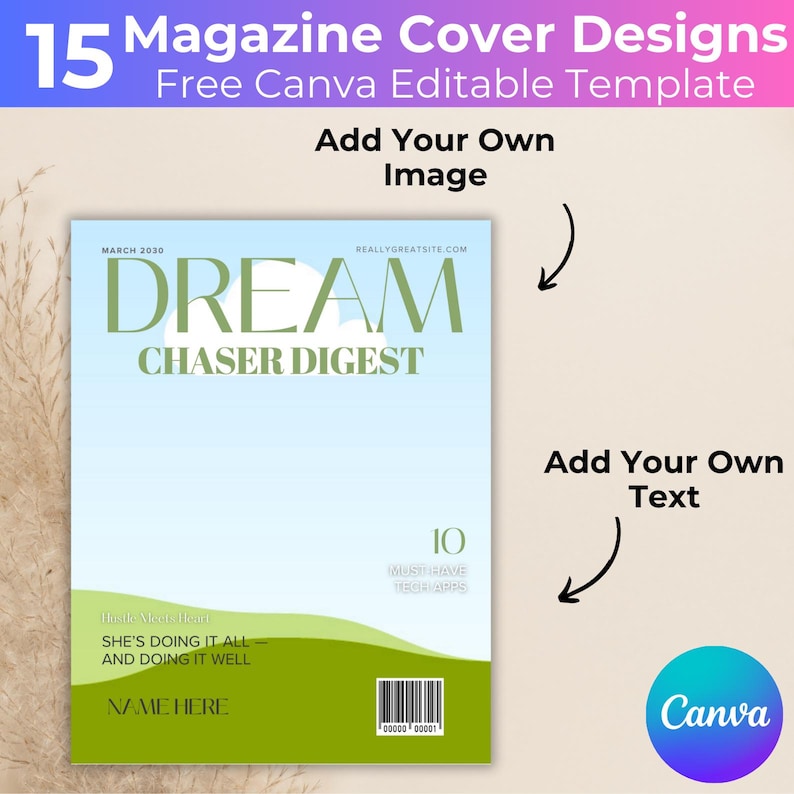 Magazine Cover Canva Editable Template, Magazine Fashion Cover Bundle ...