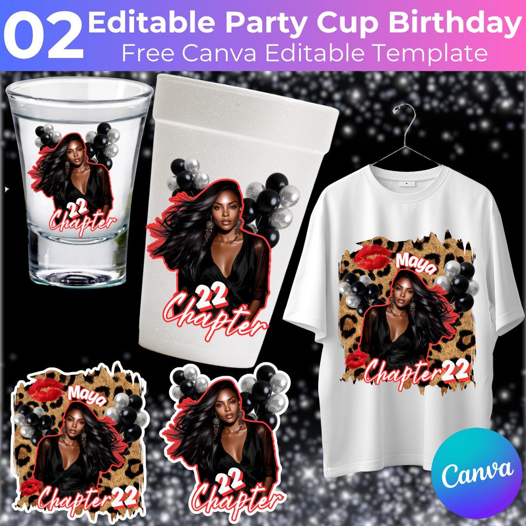Editable Party Cup Birthday Canva Editable Template, Party Design for ...