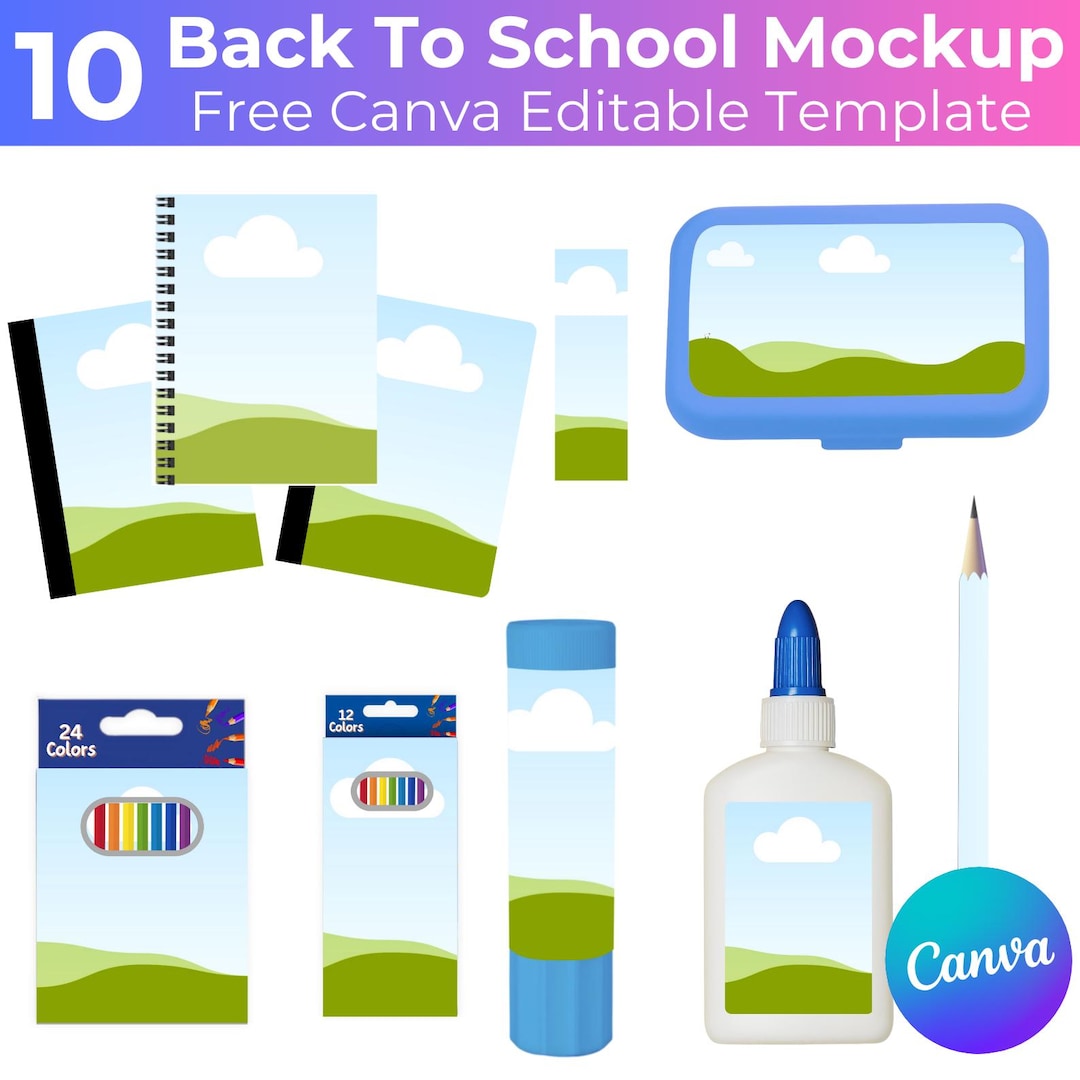 Composition Book and Pencil Box Canva Mockup Template, School Supply ...