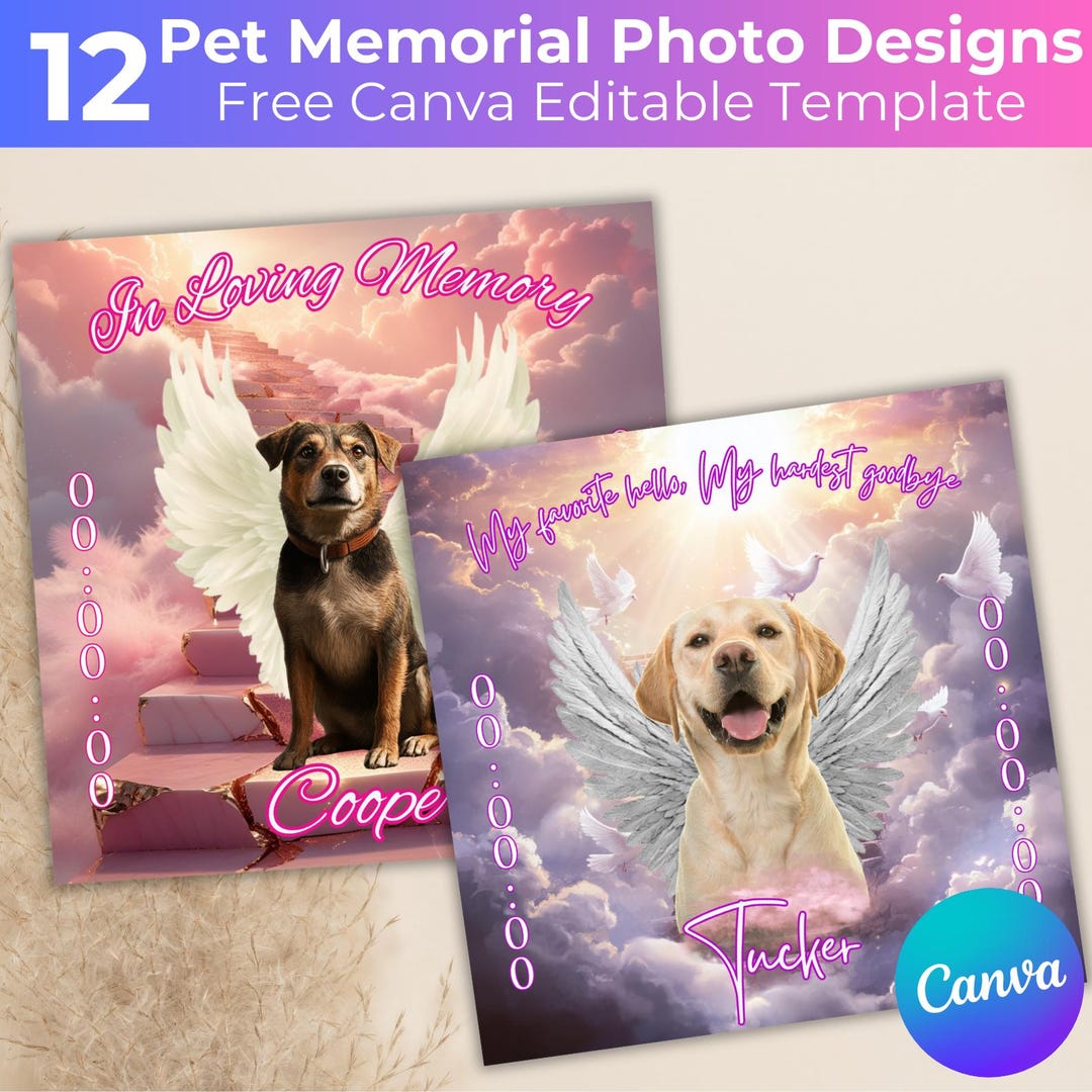 Pet Memorial Canva Editable Designs, 12 Pet Memorial Photo Background ...