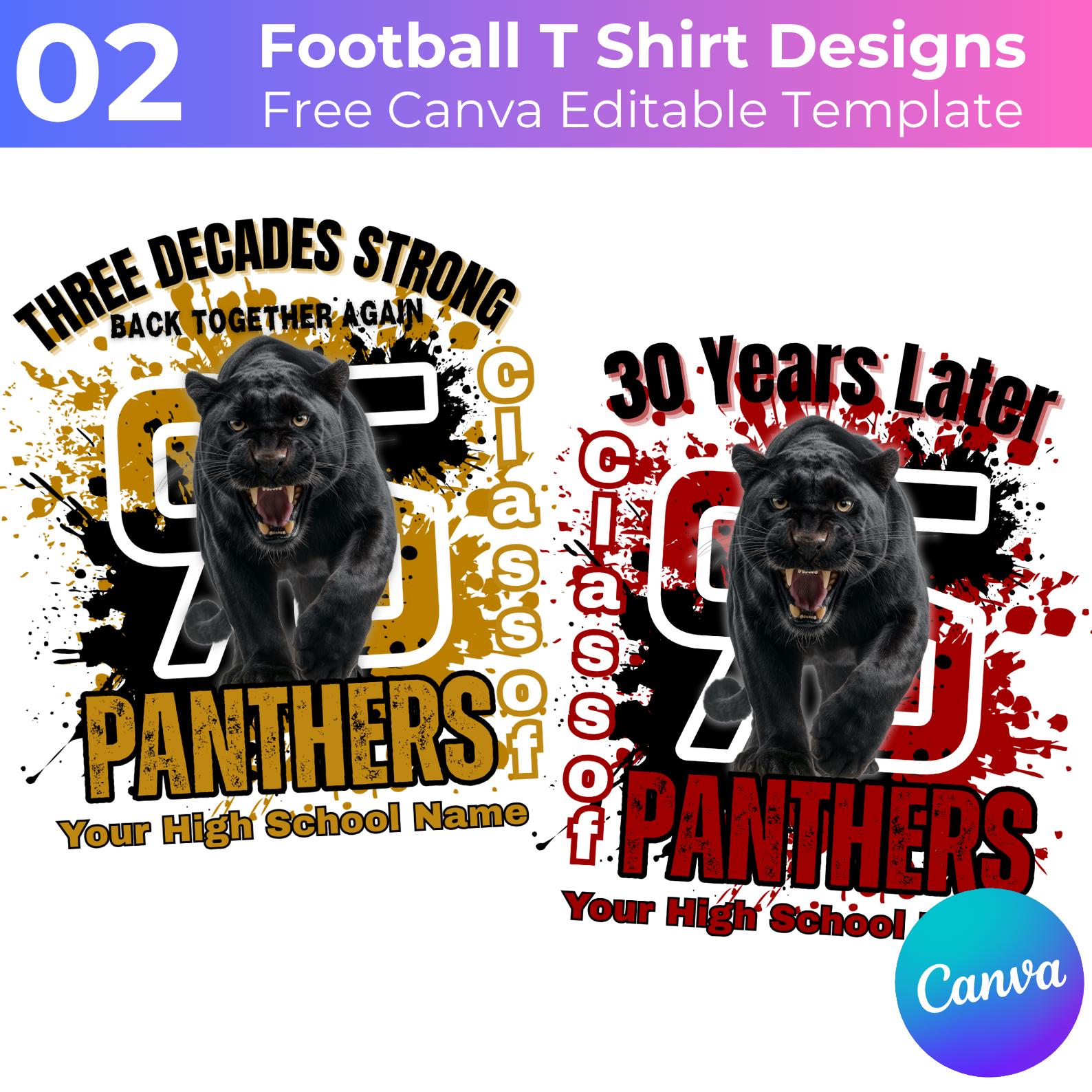 Football T Shirt Canva Editable Designs, Reunion Alumni Shirt, Football ...