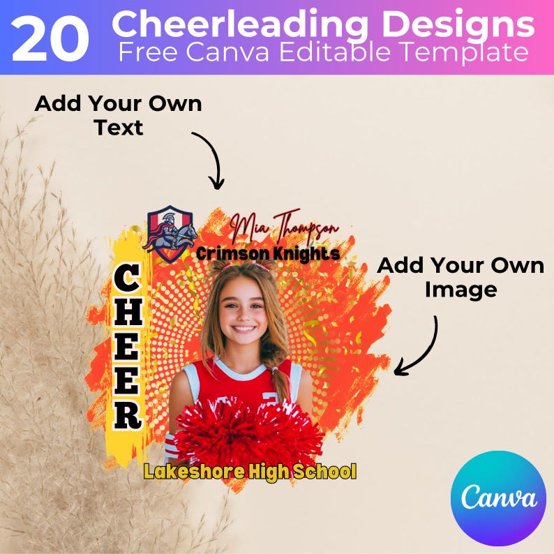20 Cheerleading Canva Editable Template, Senior Sports Poster, Cheer ...