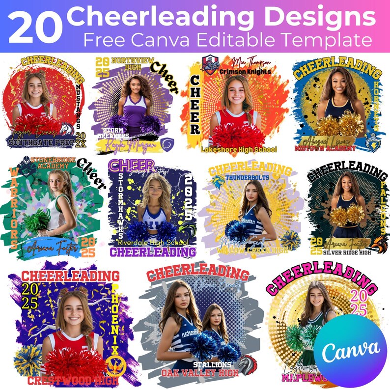 20 Cheerleading Canva Editable Template, Senior Sports Poster, Cheer ...