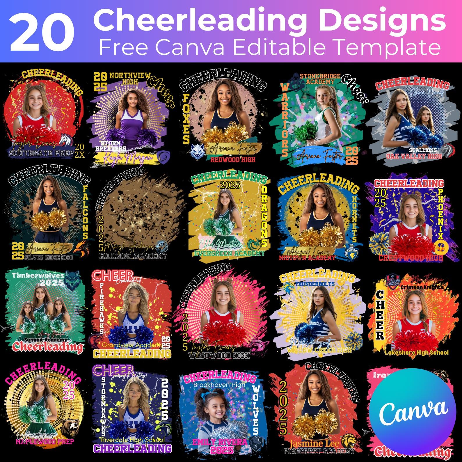 20 Cheerleading Canva Editable Template, Senior Sports Poster, Cheer ...