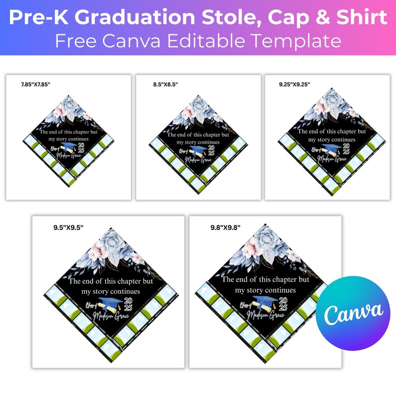 Personalized Graduation Cap Topper Canva Editable Template, Grad Class ...