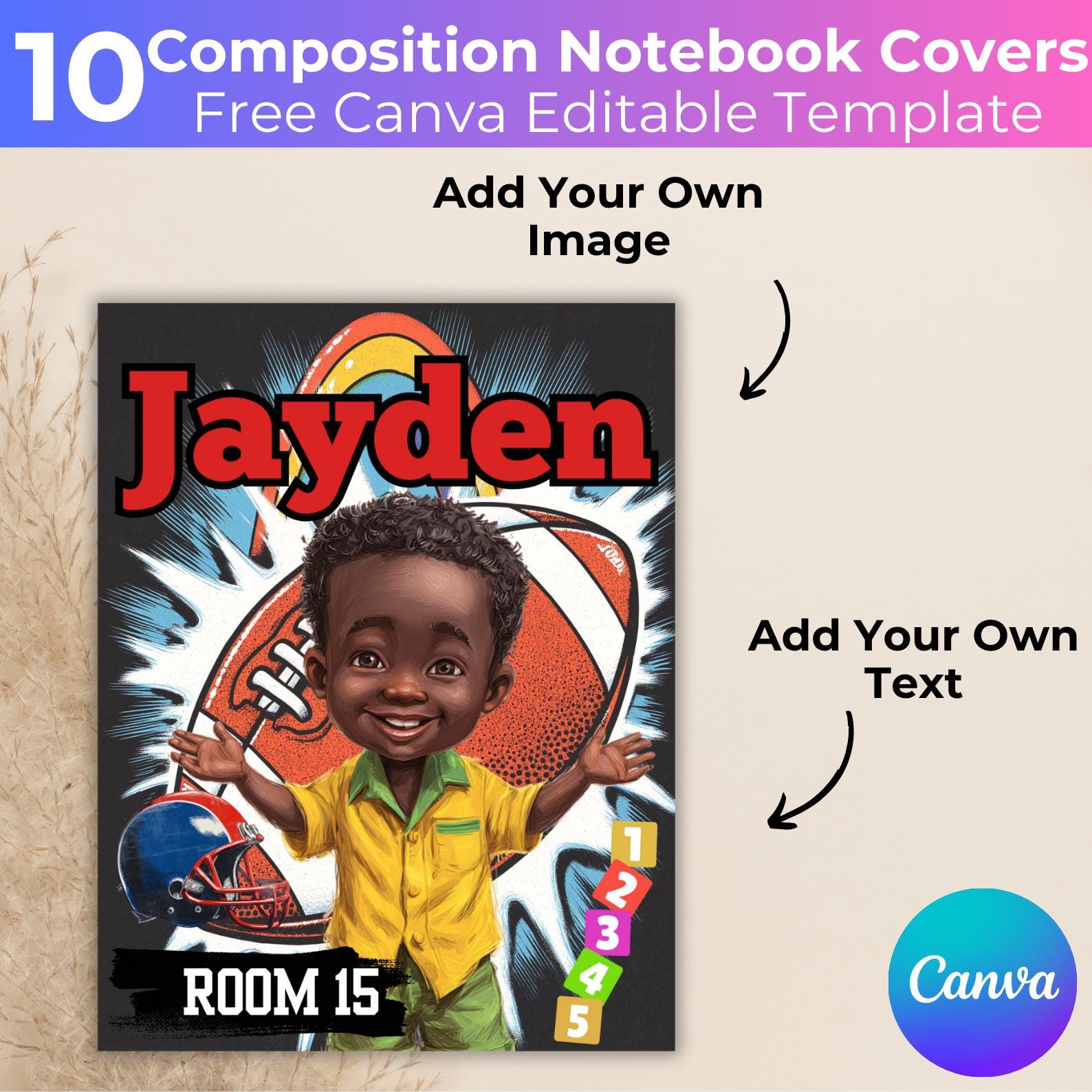 10 Editable Composition Notebook Cover Canva Templates, Composition ...