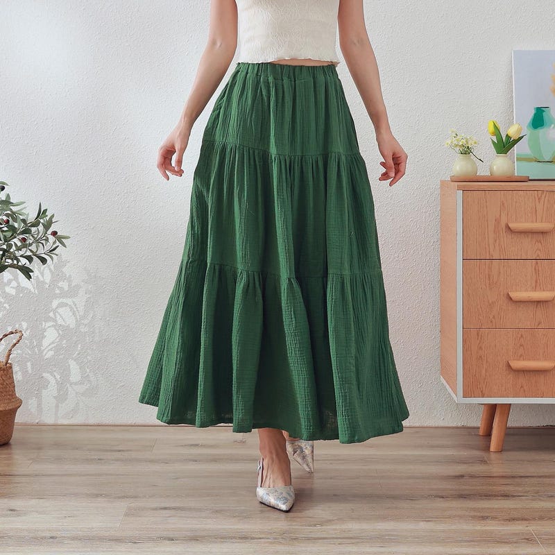 Long Blue Layered Skirt - Etsy