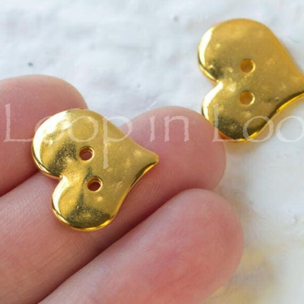 Gold Heart Buttons - Etsy