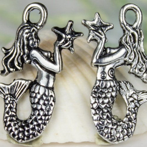 20pcs Mermaid Charms Ocean Sea Charms Antique Silver Tone - Etsy