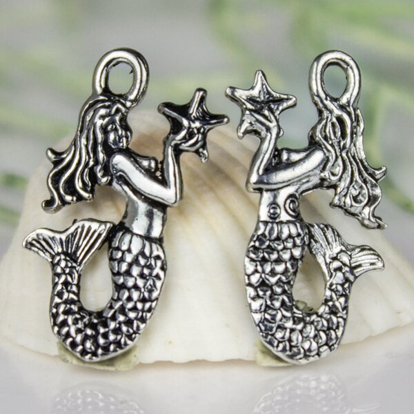 Silver Mermaid Charm - Etsy