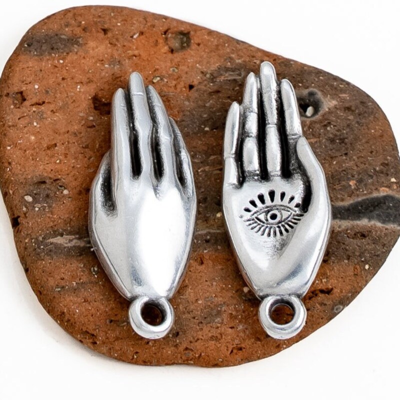 Silver Hand Charm - Etsy