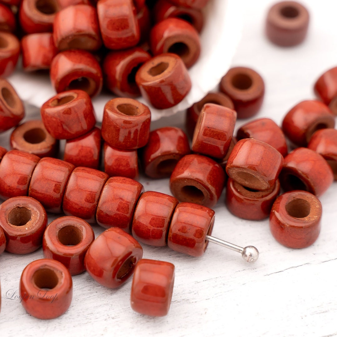 10%OFF, Crimson Red Ceramic Beads, Mykonos Beads, 6x4mm Mini Tubes ...
