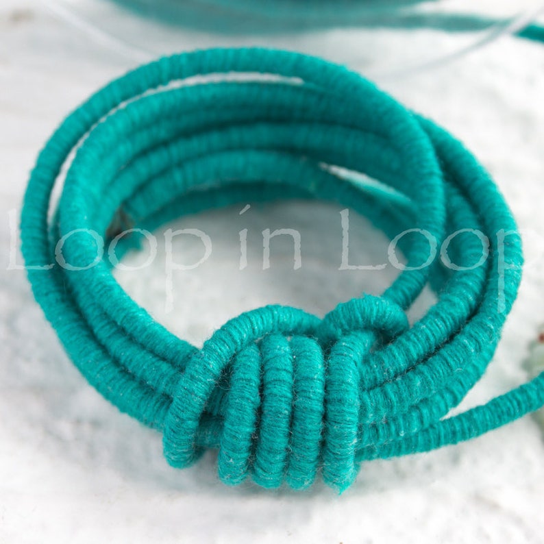 3.5mm Teal Cotton Cord, Wrapped Thread Rope, Thick Bracelet Necklace ...