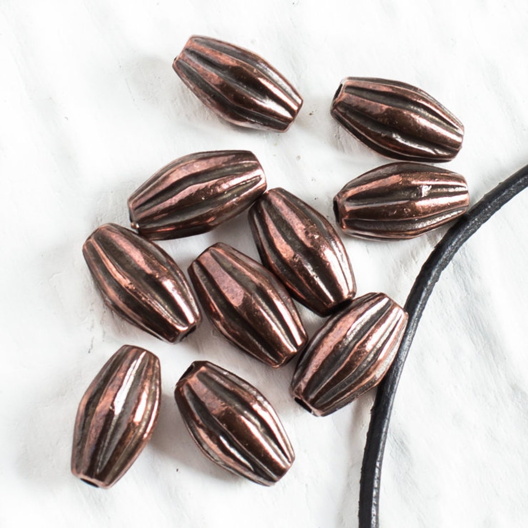 10%OFF, Oval Ridged Tubes, Mykonos Greek Beads, 12x8mm, Antique Copper ...