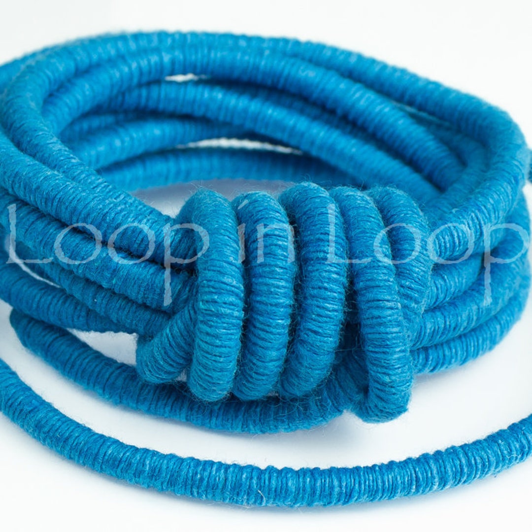 Blue Turquoise Cotton Cord Semisoft Thick Rope Wrapped Thread 3.5mm ...
