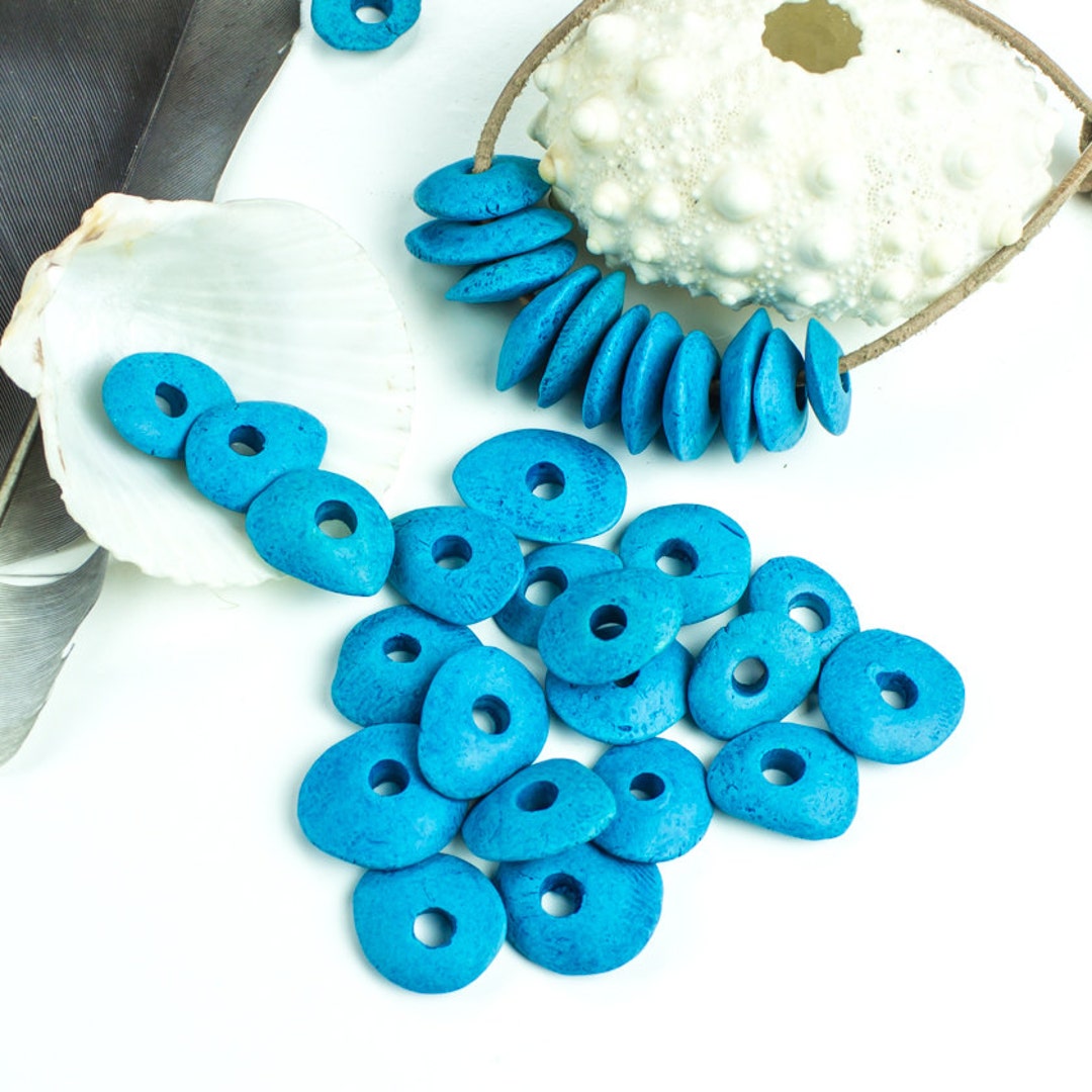 25%OFF, 18mm Turquoise Blue Ceramic Cornflake, Mykonos Greek Beads ...