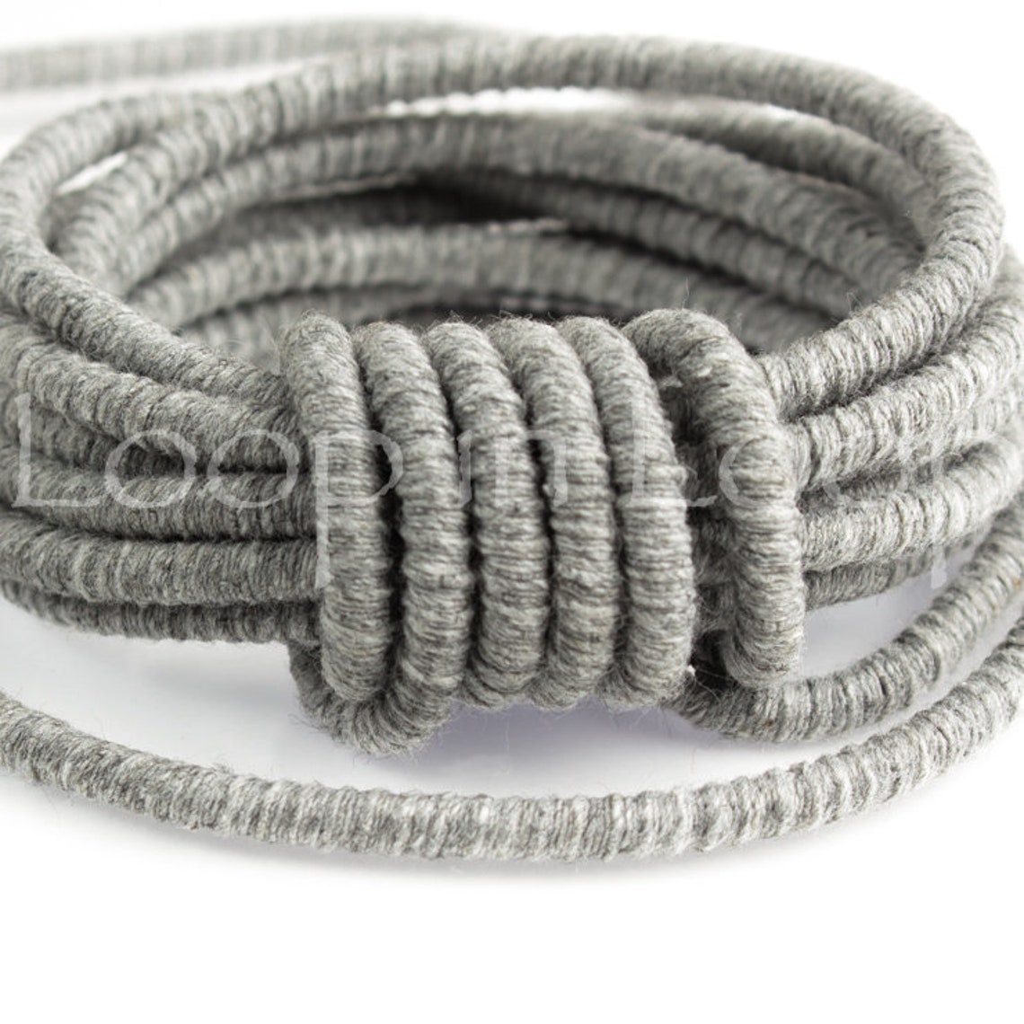 Grey Cotton Cord Gray Semisoft Thick Rope Wrapped Thread 3.5mm Bracelet ...