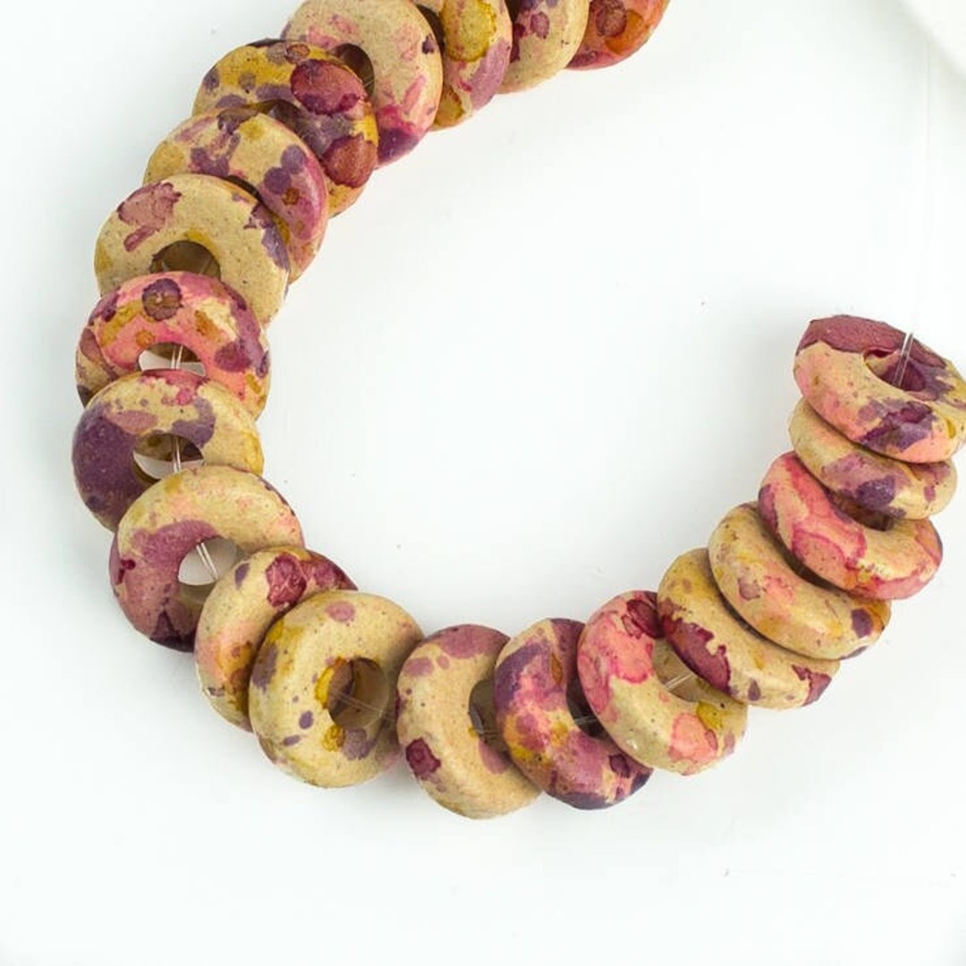 Mykonos Beads, Red Yellow Brown, Ceramic Round Washer, 8mm Round ...