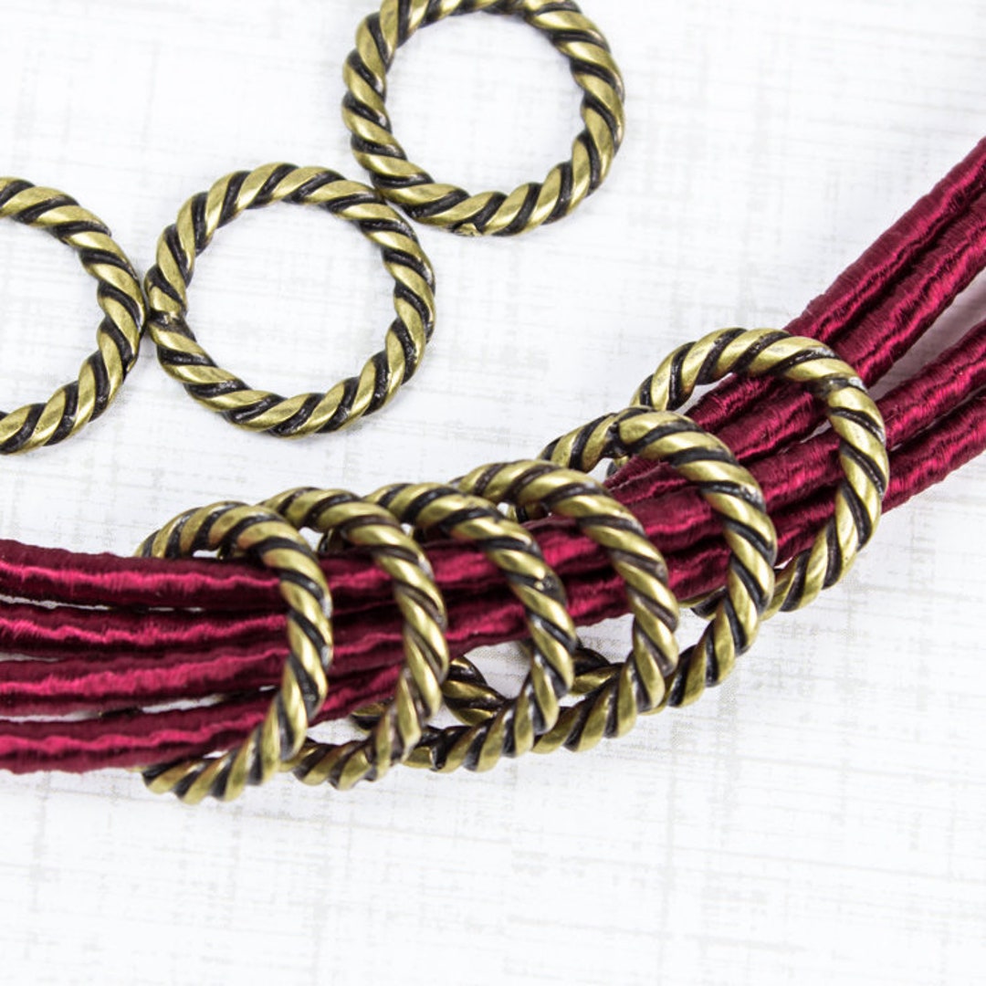 Large Closed Jump Rings, 12mm, Twisted Rope, Spacer Beads, Antique ...