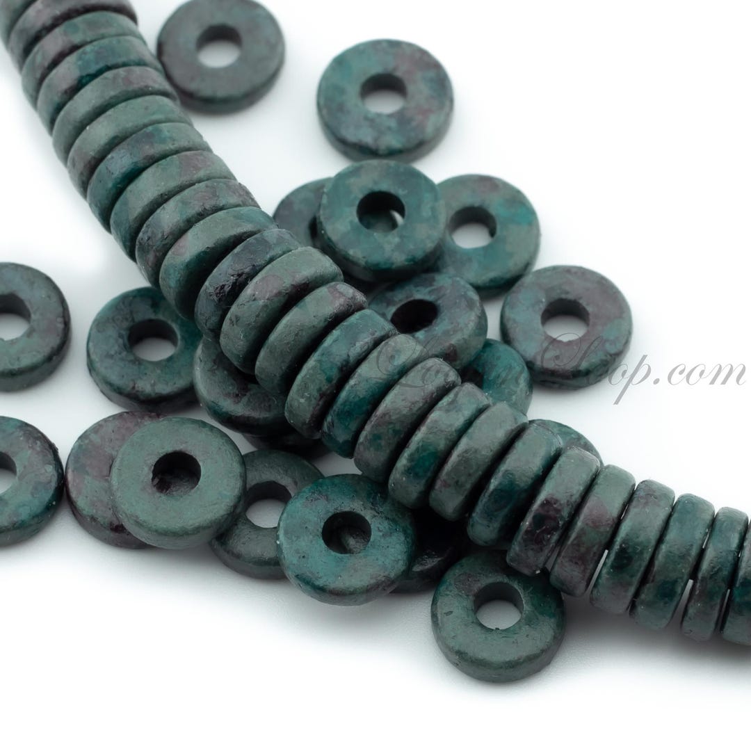 8mm Round Ceramic Washers, Dark Sea Green Indigo Mix, Round Spacers ...