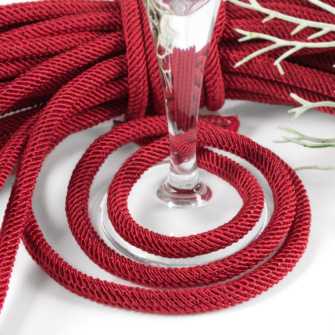 Red SILK Cord, 7mm Thick Semi Soft Rope, Chunky Braided Woven Striped ...