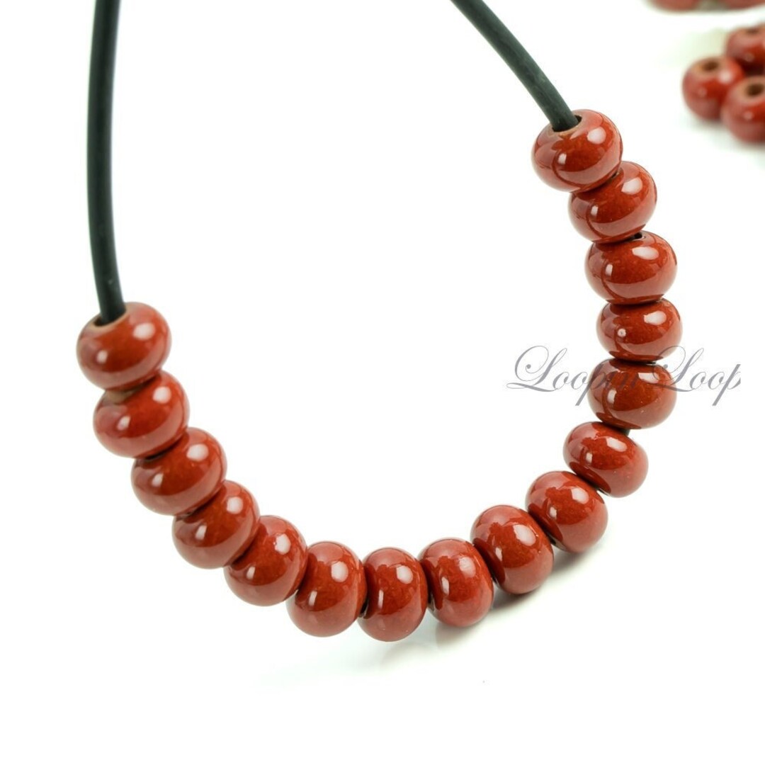 6mm Round Ceramic Small Beads, Vermillion Crimson Red, Greek Mykonos ...