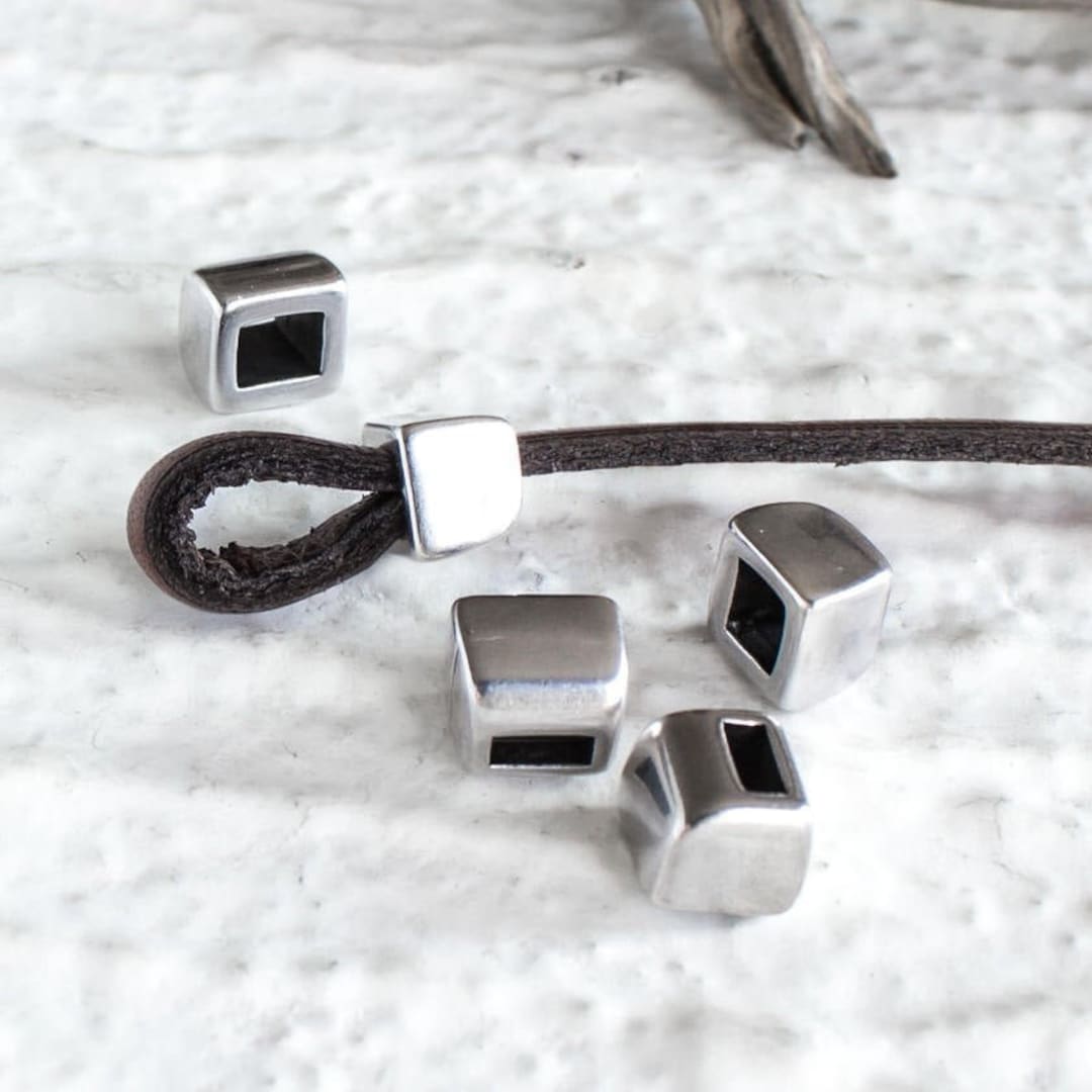 Flat 5mm Leather Flat Cord Loop Maker, Cord End Caps, Antique Silver ...
