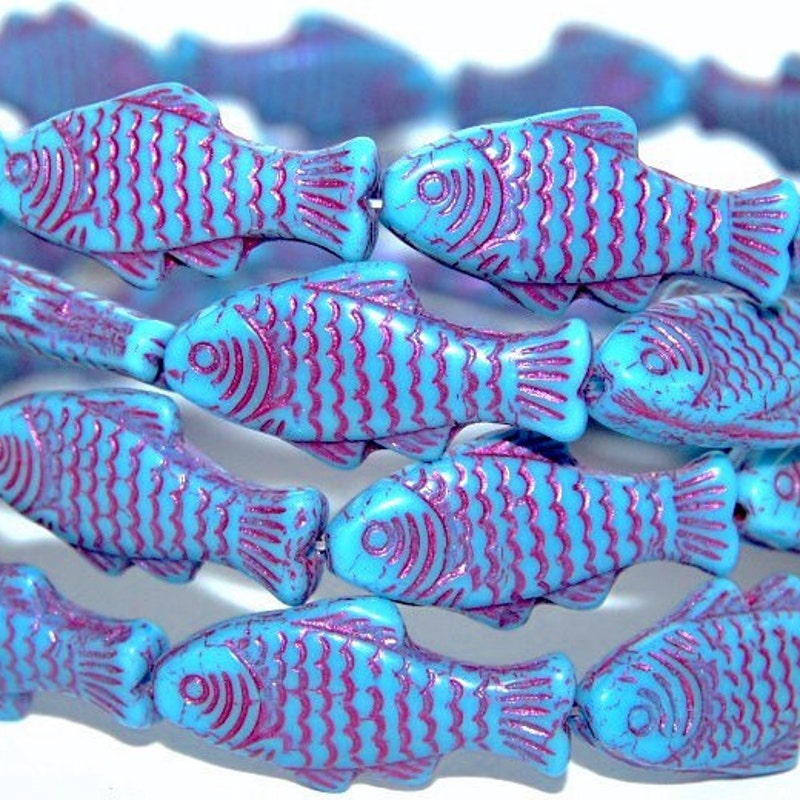 Blue Glass Fish Beads - Etsy