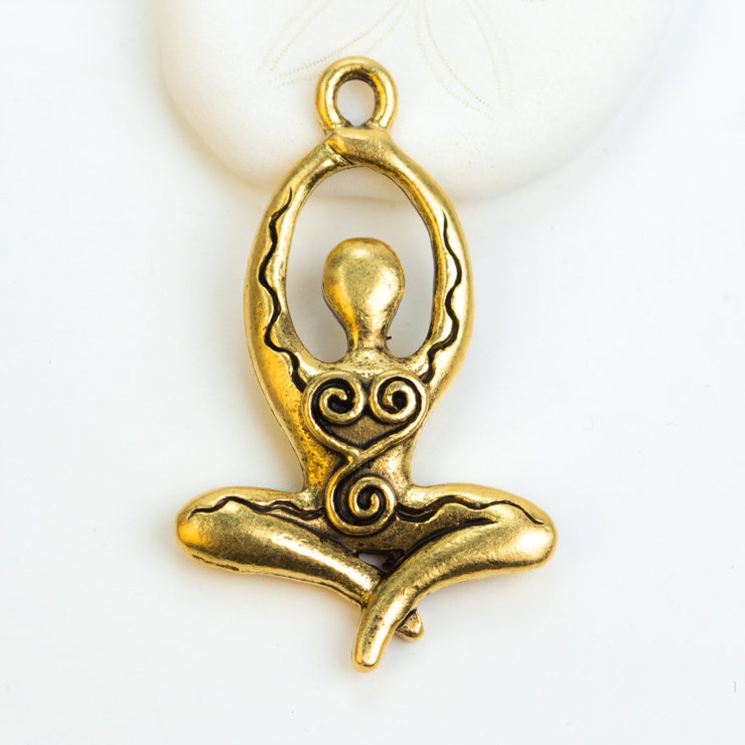 Goddess Pendant, Meditating Yoga Charm, Namaste Zen, Boho Double Sided ...