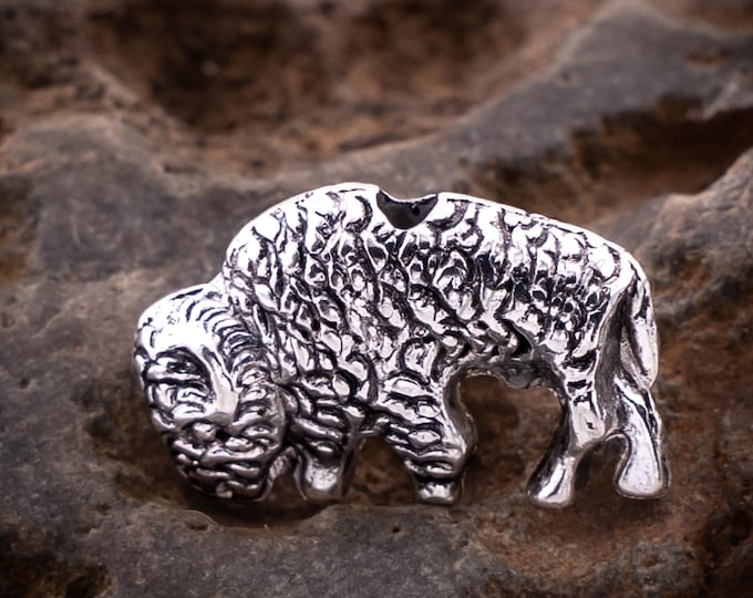 10%OFF, Antique Silver Buffalo Bead, 3D, Southwest Animal Bead ...