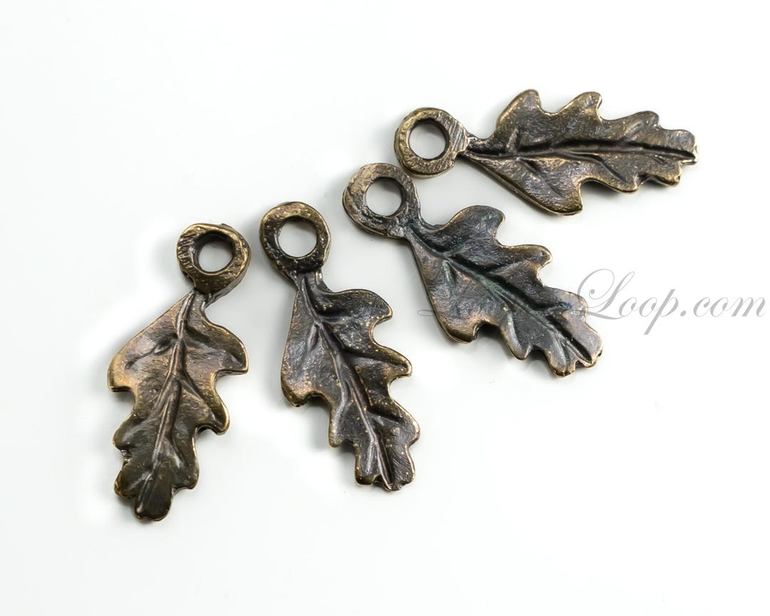 10%OFF, Bronze Tiny Acorn Leaf Charm, 18mm Greek Mykonos Beads ...