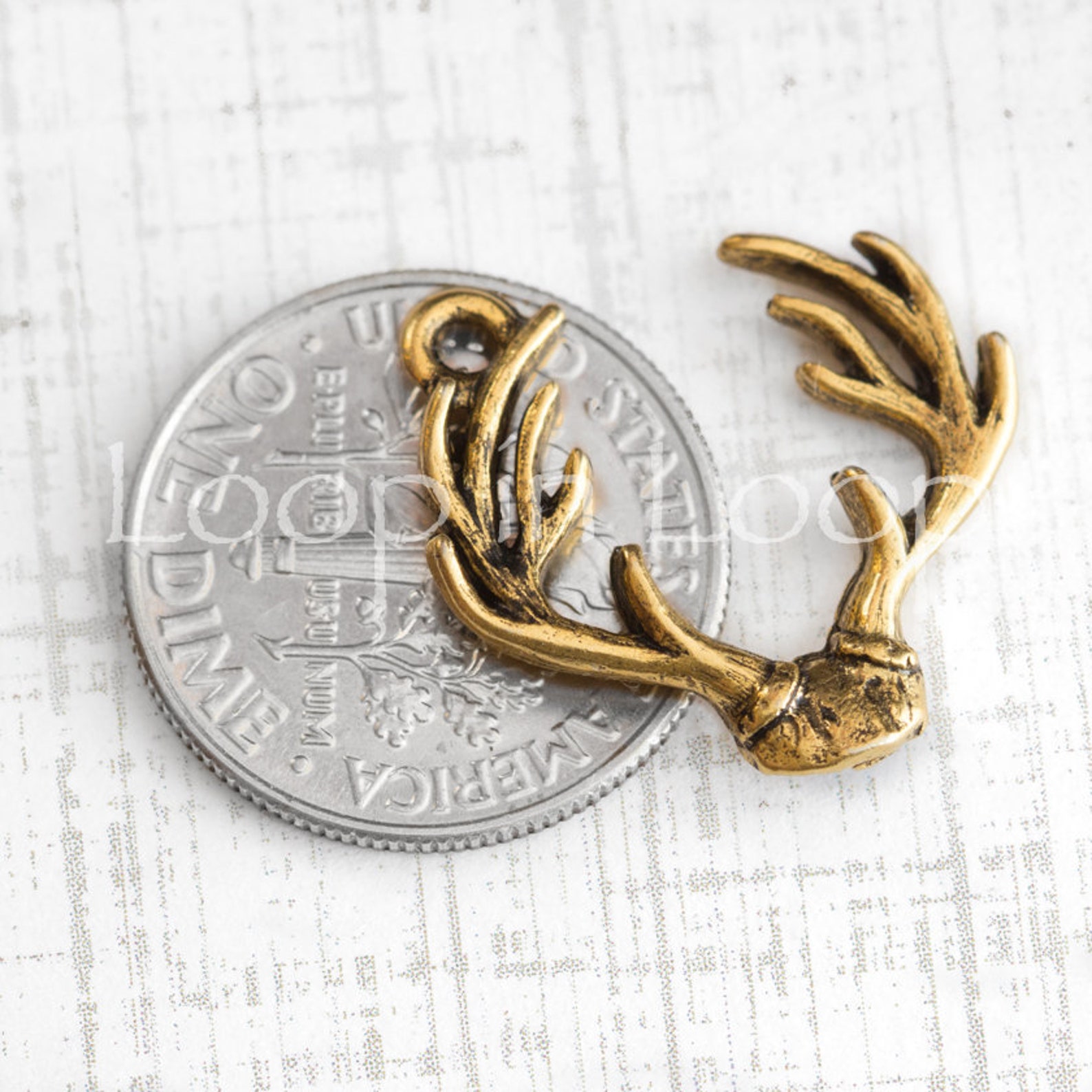 Antlers Charms, Boho Gold Plated 3D Antler Pendant, Woodland Deer ...