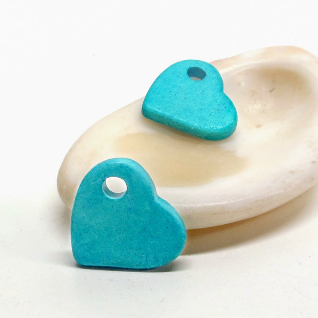 25%OFF, Blue Ceramic Heart Bead, Mykonos Greek Beads, Turquoise Large ...
