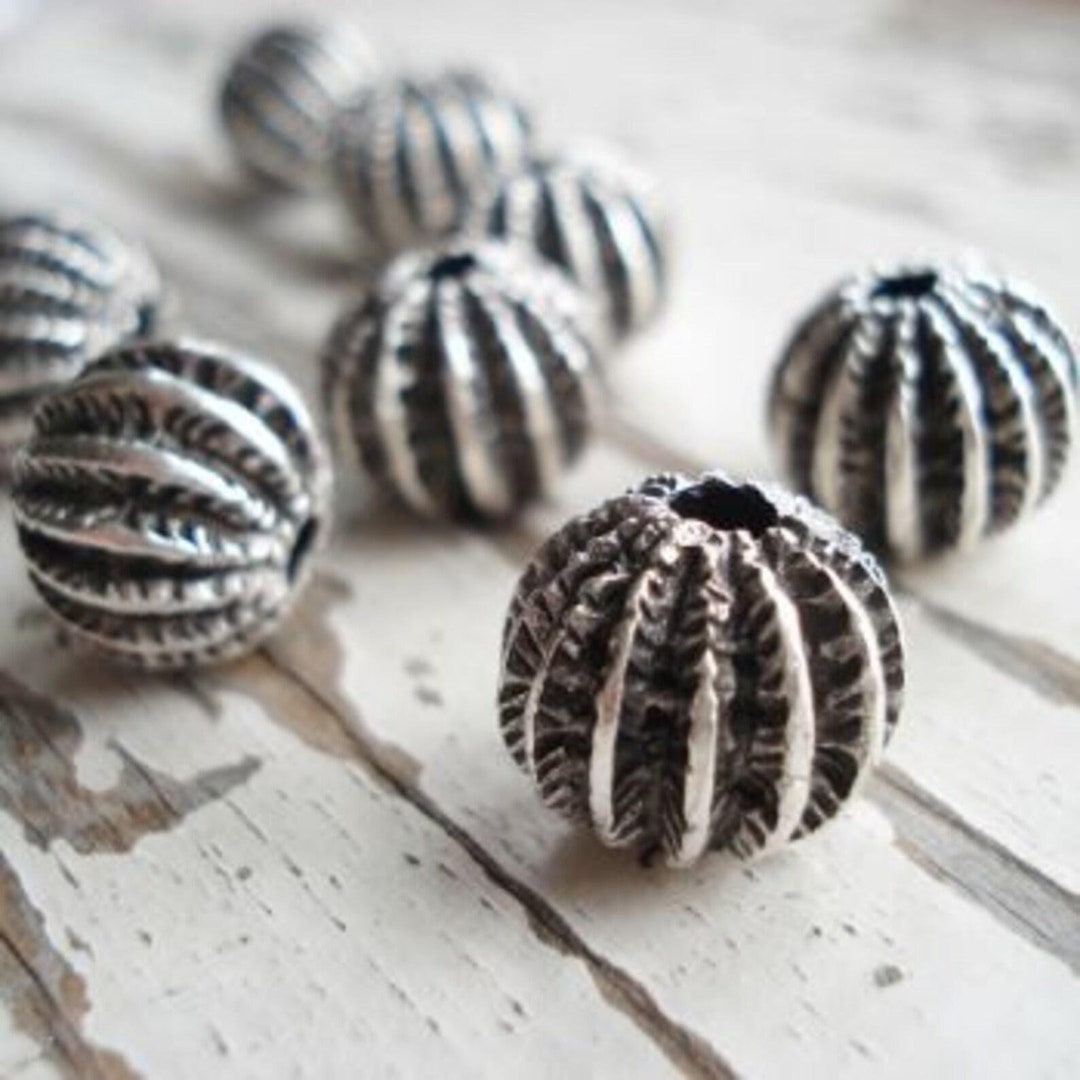 10%OFF, Antique Silver Sea Urchin Bead, Mykonos Greek Beads, Rustic ...